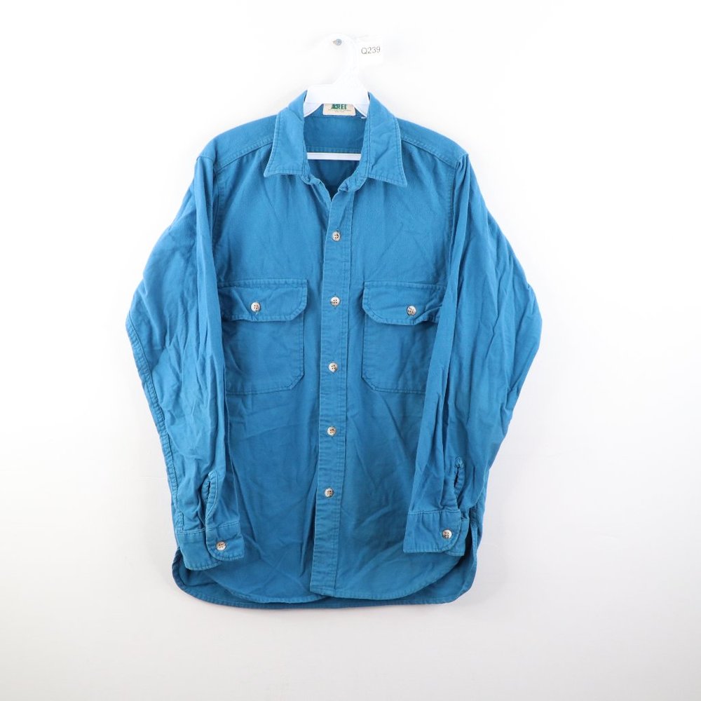 Vintage Rei Double Pocket Faded Button Shirt Blue - Gem